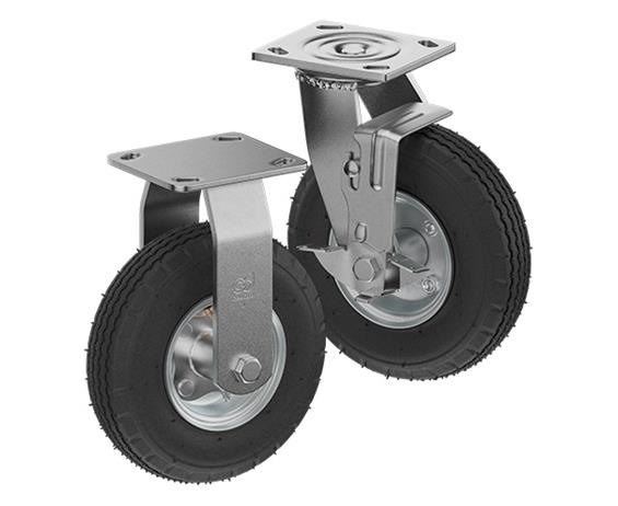 Casterdepot Top Plate Casters - Pneumatic Wheel - Capacities Up To 450 Lbs.